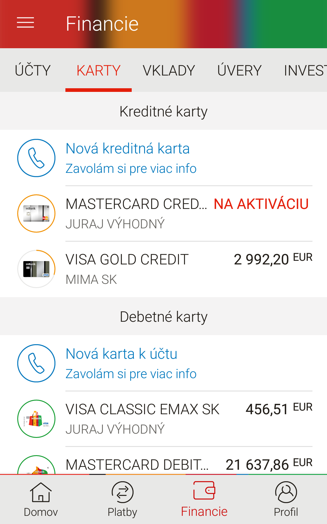 Zmena limitov na platobnej karte | mBank.sk